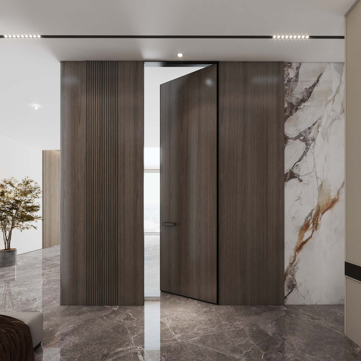 Custom 60mm Invisible Aluminum-Wood Door | Frameless Hidden Door ...